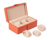 China 3-Slot Orange Leather Watch Storage Box with Velvet Lining - Custom Logo Luxury Packaging for sale