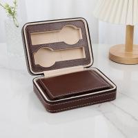 China Luxury Leather Watch Holder Box with Multi-Watch Storage and Secure Zipper Closure - Brown Leather Design for sale