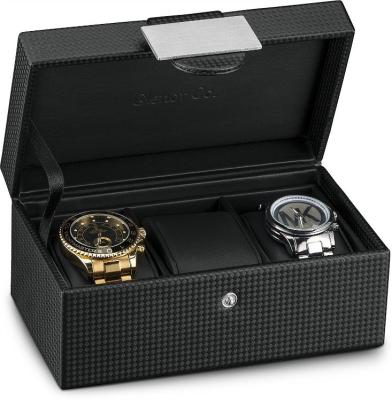 China Premium Leather Watch Case Box with 3 Watch Capacity, Lock Security & Custom Fit Pillows for sale