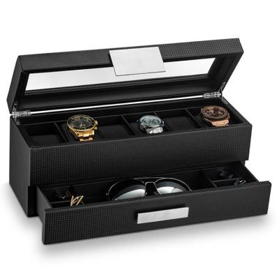 China Durable 6 Slot Leather Watch Box with Custom Logo - Premium Storage Case with Velvet Lining and Double Layer Design for sale