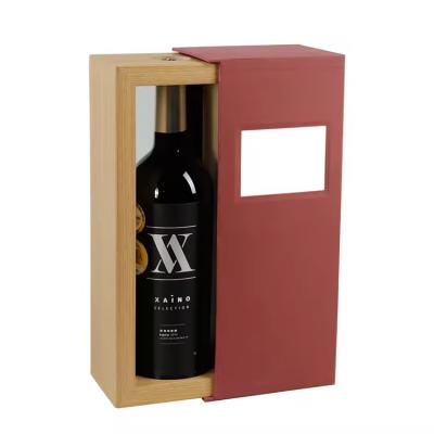 China Custom MDF Wooden Wine Box Single Bottle Trapezoidal Design Luxury Packaging 750ml for sale