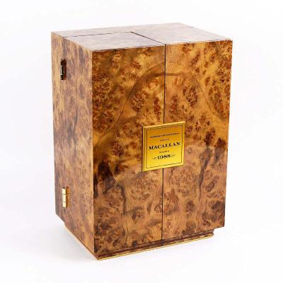 China Custom Double-Door Whisky Gift Box High-Gloss Finish MDF Wood Wine Storage Case 2 Bottle for sale