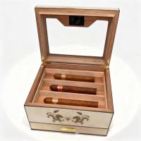 China Custom Spanish Cedar Cigar Humidor Box 50 Capacity Piano Finish with Custom Logo for sale