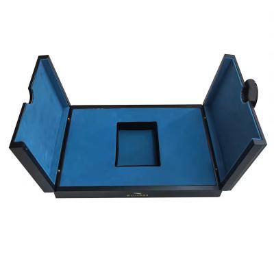 China Custom Luxury MDF Perfume Box Double Opening Bronzing Piano Finish 30-100ml High Gloss Gift Packaging for sale