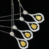China Choker Real Gold Lab Grown Diamond Necklaces Yellow Customization with Yellow Diamond for sale