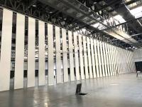 China Double Seal Rubber Top And Bottom Seal Folding Partition Wall With 6063 T6 Aluminum Alloy Frame And Adjustable Height 2000 To 6000 Mm for sale