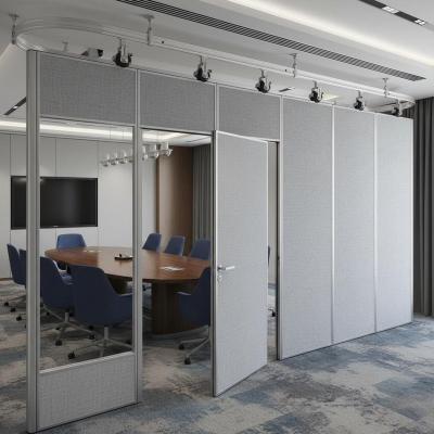 China Acoustic Movable Partition Wall With Aluminum Track And Roller System Door Within Door Option Decided By Customer Ideal For Conference Rooms for sale