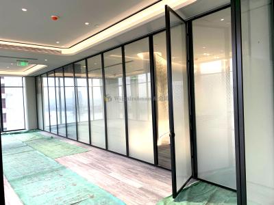 China Black Aluminum Frame Single Glass Partition Wall Designed for Conference Rooms Easy to Clean and Maintain Office Divider for sale