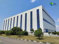 China 25% Roof Pitch Steel Structure Warehouse with Fireproof Materials and 5Tons Crane Capacity for sale