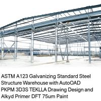 China ASTM A123 Galvanizing Standard Steel Structure Warehouse with AutoCAD PKPM 3D3S TEKLA Drawing Design and Alkyd Primer DFT 75um Paint for sale