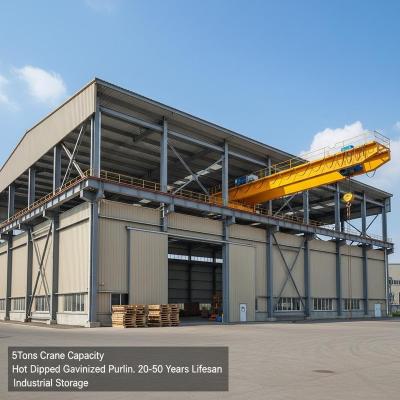 China Customized Size Steel Structure Warehouse with Sloped Roof and Painted Surface Treatment for Heavy Duty Storage for sale