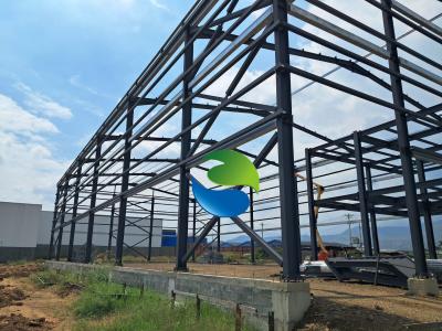 China 50 Years Service Life Steel Structure Warehouse with Hot Rolled Welded H Section Steel Columns and 300 Km/h Wind Resistance for sale