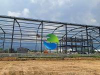 China Steel Structure Warehouse with 50 Years Structural Warranty Sa 2.5 Sand Blasting and Sandwich Panel Heat Insulation for sale