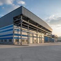 China Q235 Steel Structure Warehouse with Customized Size and Sloped Roof for Industrial Storage for sale