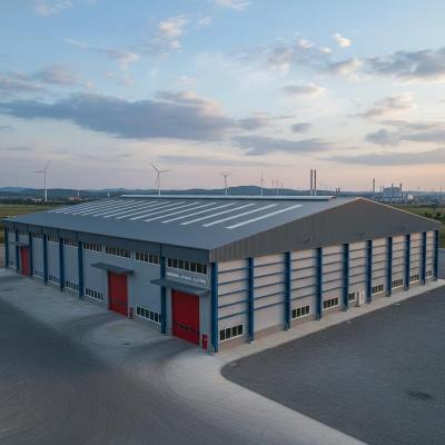 China Wind Load 0.35 kN/m² and Earthquake Resistance Grade 8 Steel Structure Warehouse with Galvanized Surface Treatment for sale