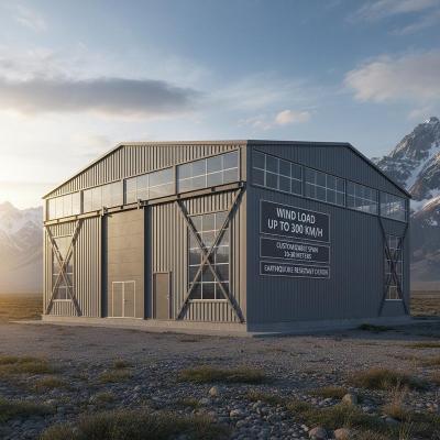 China Steel Structure Warehouse with Wind Load Up To 300 Km/h, Customizable Span 10-30 Meters, and Earthquake Resistant Design for sale