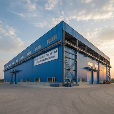 China Blue Wall Color Steel Frame Warehouse Offering 50000tons per Year Production Capacity Designed for Storage and Durable Construction Needs for sale
