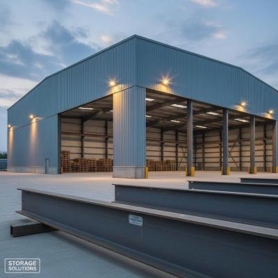 China Hot Rolled Welded H Section Steel Structure Warehouse Design Using ASTM A36 Raw Steel Material Offering Storage Solutions for sale