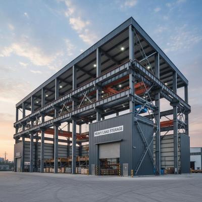 China Industrial Steel Structure Warehouse Designed For Heavy Loads Built Using Hot Rolled Welded H Section Steel Columns Strong for sale
