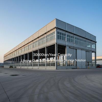 China Sliding Window Steel Structure Warehouse with 30000ton Year Capacity and Lifetime Over 50 Years Durable Storage Solution for sale