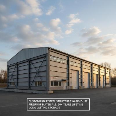China Customizable Steel Structure Warehouse Fireproof Materials Used Over 50 Years Lifetime and Long Lasting Storage Building for sale