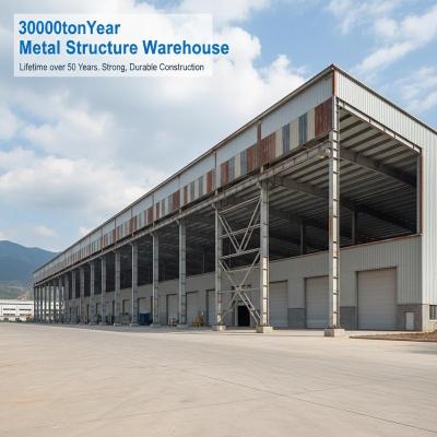China 30000tonYear Metal structure warehouse offering lifetime over 50 years strong durable construction for storage solutions for sale