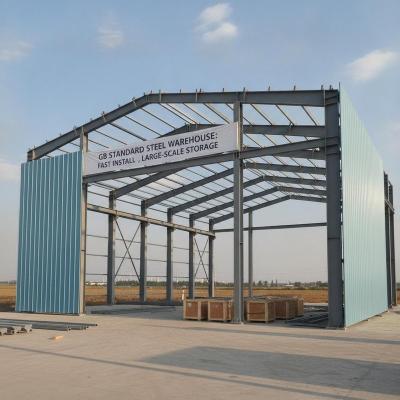 China GB Standard Steel Structure Warehouse Offering Fast Install H Section Steel Frame Suitable for Large Scale Storage Needs for sale