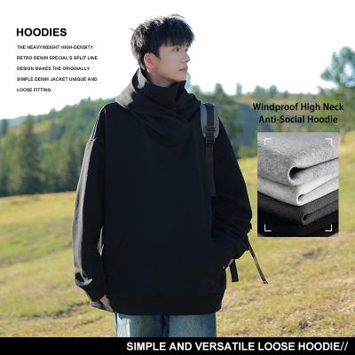 China Vintage Turtleneck Windproof Face Cover Hoodie, Unique Introvert Street Casual Sweatshirt for sale