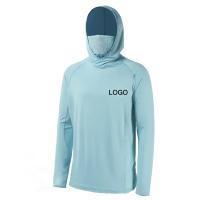 China OEM Custom Logo Men UPF50+ Hooded Fishing Sun Protection Long Sleeve Shirt Integrated Face Mask Quick Dry Cooling Hiking Mountaineering Outdoor Top for sale