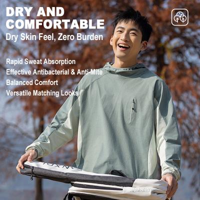 China Lightweight Moisture Wicking Sun Protection Hoodie, Color Block Sports Long Sleeve Top for sale