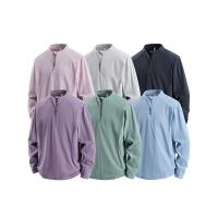 China OEM Custom UPF50+ Fine Stripe Half Zip Stand Collar Long Sleeve Shirt Antibacterial Quick Dry Hiking Outdoor Top for sale