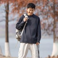 China OEM Custom UPF50+ Fine Stripe Half Zip Stand Collar Long Sleeve Shirt Antibacterial Quick Dry Hiking Outdoor Top for sale