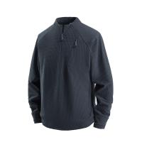 China Custom OEM Stand Collar Long Sleeve Tee Antibacterial Quick Dry 100% Polyester Luxury Grid Sport Shirt for sale