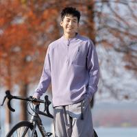 China Custom OEM Stand Collar Long Sleeve Tee Antibacterial Quick Dry 100% Polyester Luxury Grid Sport Shirt for sale