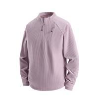 China Custom OEM Stand Collar Long Sleeve Tee Antibacterial Quick Dry 100% Polyester Luxury Grid Sport Shirt for sale