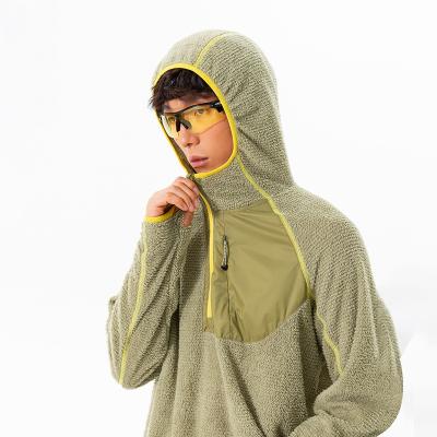 China Custom OEM ODM Women Half Zip Air Breath Thermal Fleece Hoodie, Antibacterial Color Block Hiking Pullover, Support Custom Logo & Fabric for sale