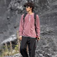 China Custom OEM ODM Stand Collar Air Breath Thermal Fleece Pullover, Antibacterial Color Block Outdoor Hiking Top, Custom Logo & Fabric Supported for sale