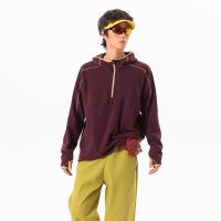 China Custom OEM ODM Half Zip Hooded Thermal Pullover, Constant Temperature Warm Grid Outdoor Fleece Top, Custom Logo & Fabric Supported for sale