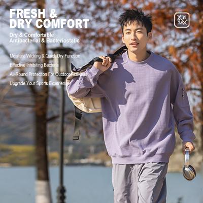China Outdoor Moisture Wicking Quick Dry Antibacterial Crew Neck Loose Fit Couple Sports Sweatshirt for sale