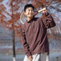 China Outdoor Hiking Stand Collar Long Sleeve Antibacterial Quick Dry Sun Protection Loose Couple Sports T-Shirt for sale