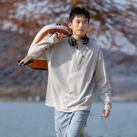 China Outdoor Hiking Stand Collar Long Sleeve Antibacterial Quick Dry Sun Protection Loose Couple Sports T-Shirt for sale