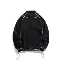 China Custom Men's Quarter Zip Stand Collar Thermal Fleece Pullover Antibacterial Contrast Stitching Outdoor Hiking Top for sale