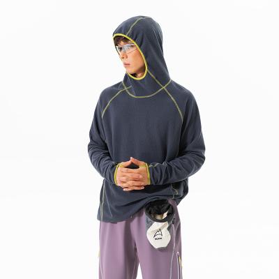 China Custom Unisex Quarter Zip Hooded Fleece Top Antibacterial Thermal Outdoor Midlayer Hoodies for sale