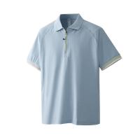 China Men's Half Zip Fine Stripe Polo Shirt Quick Dry Antibacterial Short Sleeve Outdoor Sports Top Custom OEM for sale