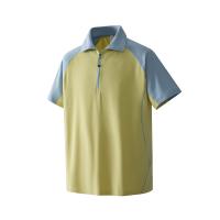 China Men's Raglan Sleeve Color Block Polo Shirt Fine Grid Quick Dry Antibacterial Polyester Outdoor Short Sleeve Custom OEM for sale