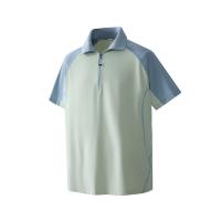 China Men's Raglan Sleeve Color Block Polo Shirt Fine Grid Quick Dry Antibacterial Polyester Outdoor Short Sleeve Custom OEM for sale
