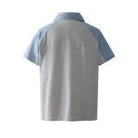 China Men's Raglan Sleeve Color Block Polo Shirt Fine Grid Quick Dry Antibacterial Polyester Outdoor Short Sleeve Custom OEM for sale