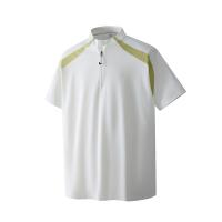 China Men's Zip Stand Collar T-Shirt Disang Stain Resistant Quick Dry Polyester Outdoor Color Block Short Sleeve OEM Custom for sale
