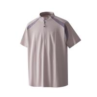 China Men's Zip Stand Collar T-Shirt Disang Stain Resistant Quick Dry Polyester Outdoor Color Block Short Sleeve OEM Custom for sale
