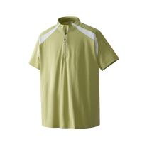 China Men's Zip Stand Collar T-Shirt Disang Stain Resistant Quick Dry Polyester Outdoor Color Block Short Sleeve OEM Custom for sale